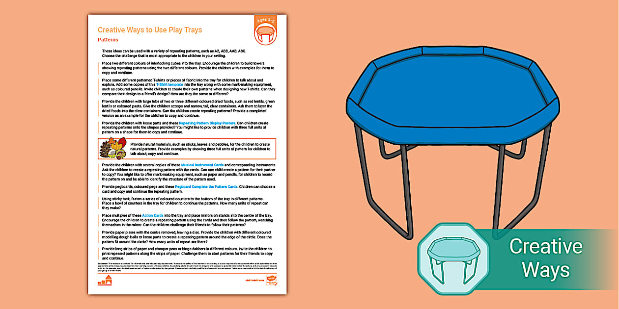 EYFS 3-5 Creative Ways to Use Play Trays: Patterns - Twinkl