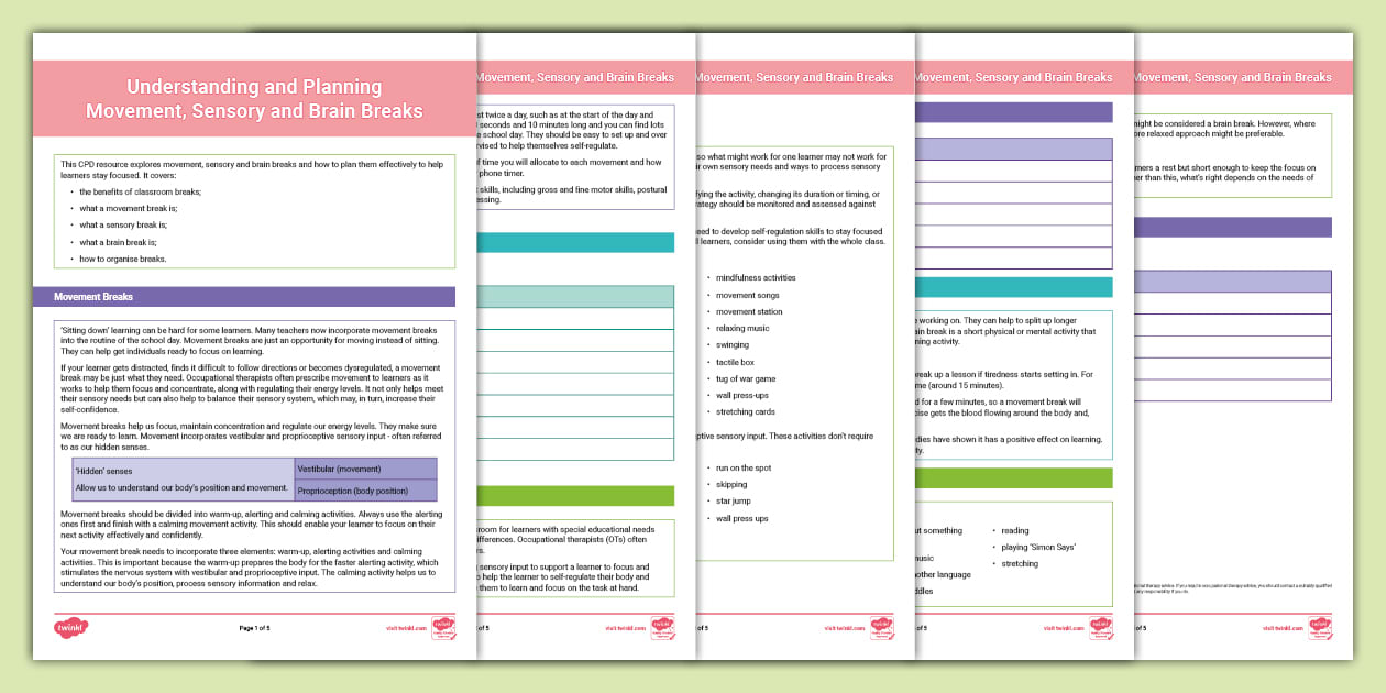 OT: Understanding and Planning Movement, Sensory and Brain Breaks