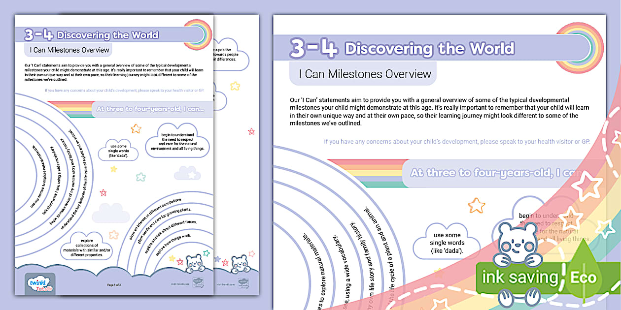 3-4 Years Discovering the World I Can Milestones - Twinkl