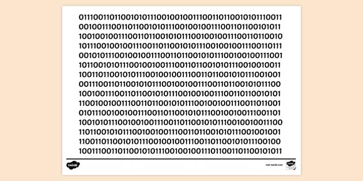 Binary Code Excerpt Colouring | Colouring Sheets - Twinkl