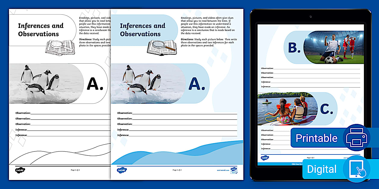 Inferences and Observations Science Worksheet for 6th-8th Grade
