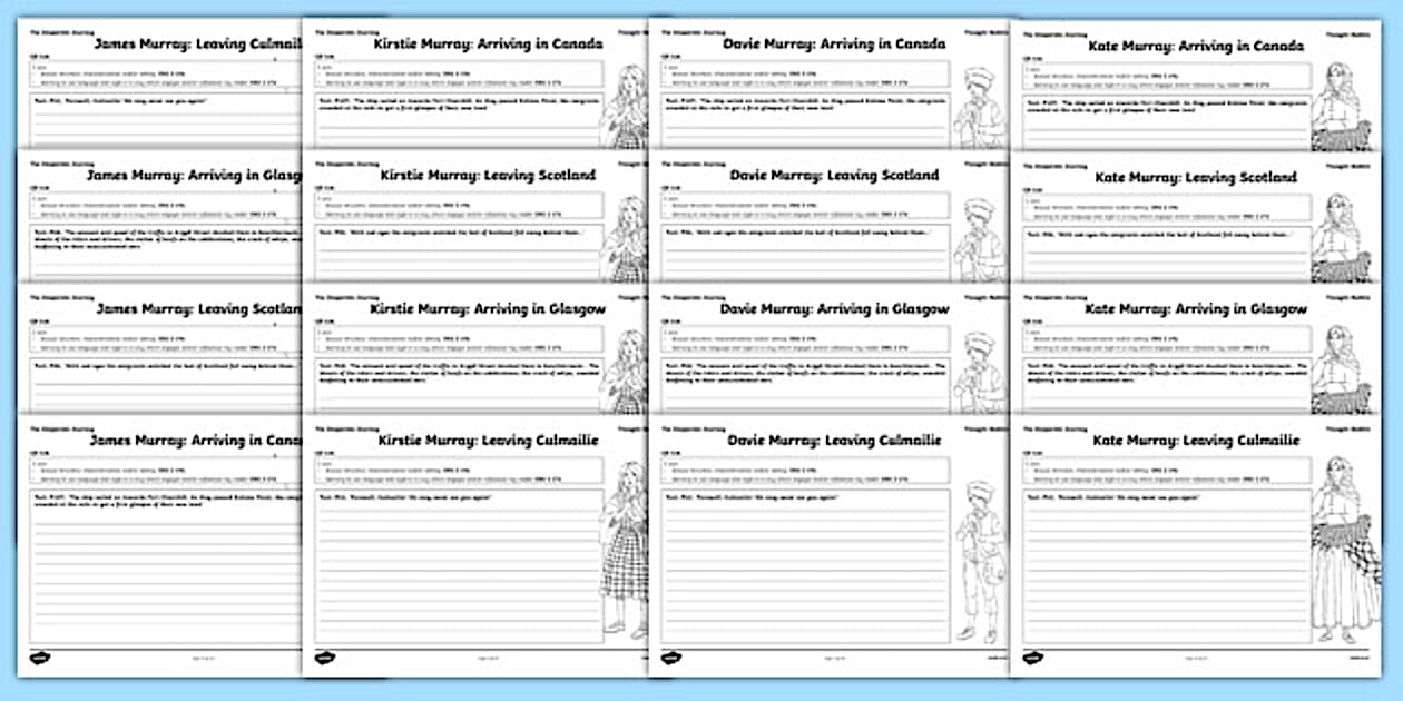 The Desperate Journey Character Thought Bubble Worksheet / Worksheet Pack