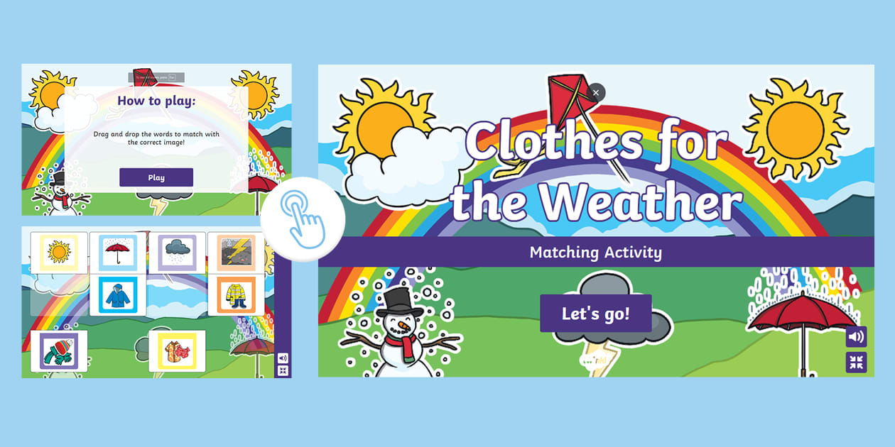 Clothes for the Weather Interactive Matching Game - Twinkl