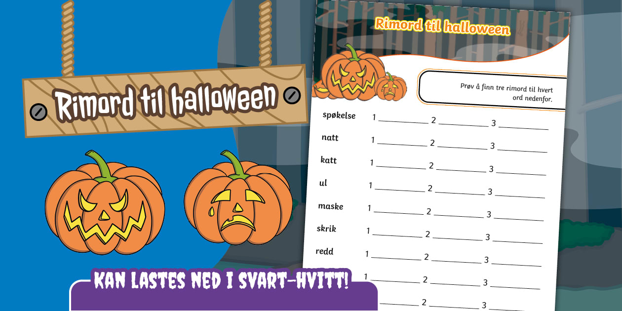 Rimord til halloween (teacher made) - Twinkl