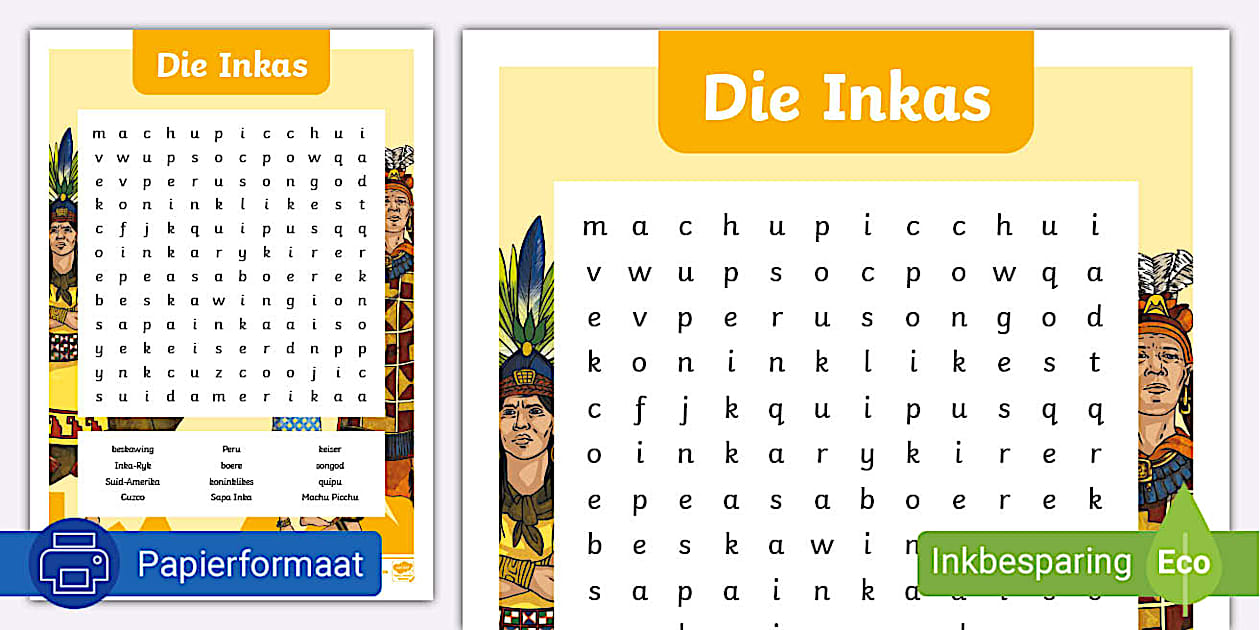 Inka Rykdom Woordsoek Aktiwiteit (teacher made) - Twinkl