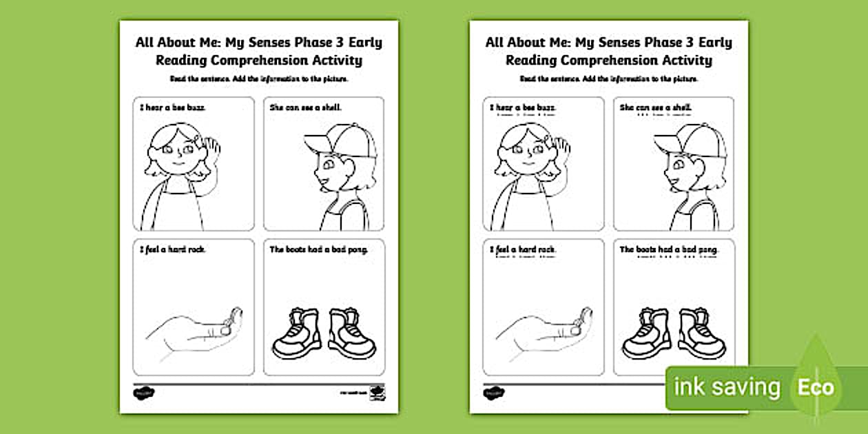 Phase 3 My Senses EYFS Reading Comprehension Activity