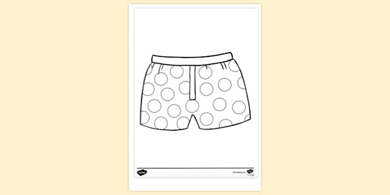 Shorts Outline Colouring Sheet | Colouring Sheets - Twinkl