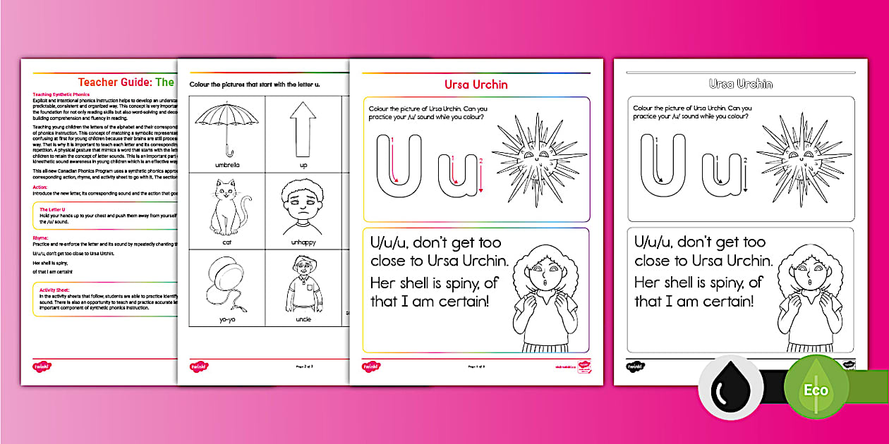 Phonics u Sound Worksheets - Teacher-made - Twinkl Canada
