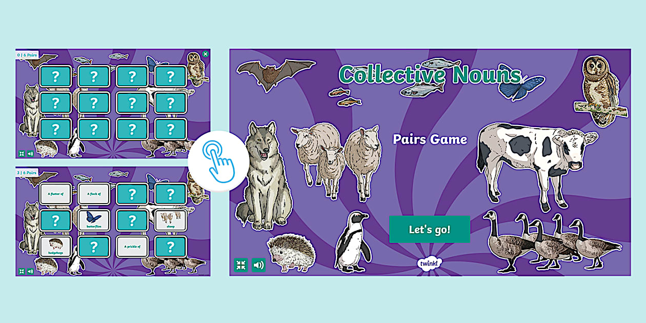 Collective Nouns interactive Pairs Game (Lehrer gemacht)