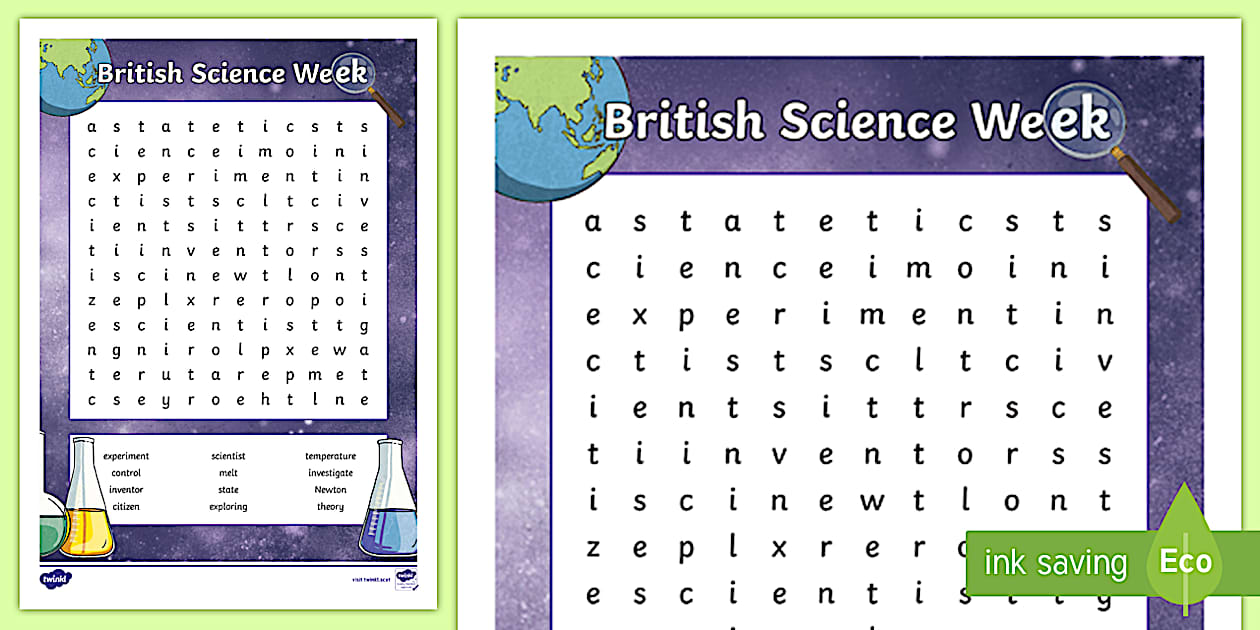 Science Word Search - Vocab | British Science Week | Twinkl