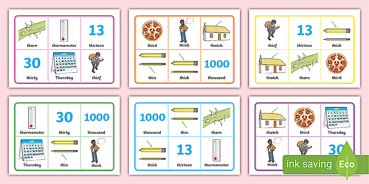 th Sound Bingo and Lotto Game - ESL Pronunciation Games
