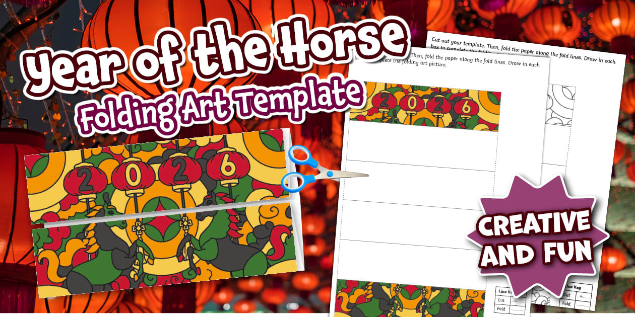 Year of the Horse Folding Art Template