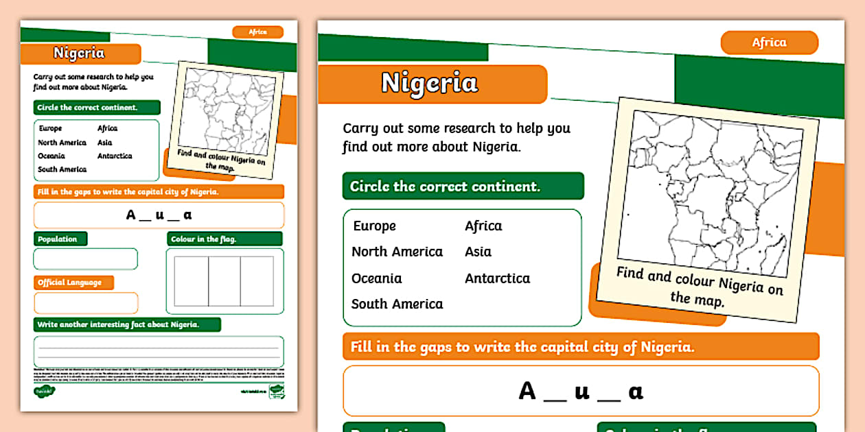 KS1 Nigeria Research Activity (teacher made) - Twinkl