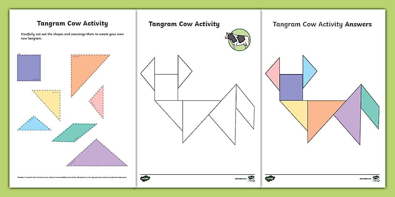 👉 Tangram Cow Activity Puzzle (teacher made) - Twinkl