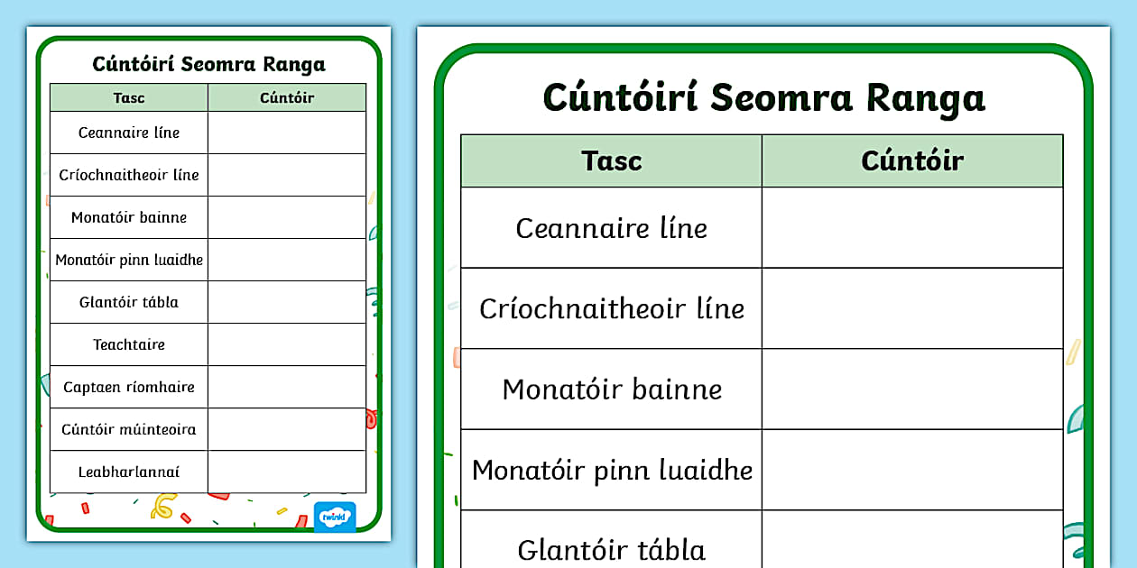 Cúntóirí Seomra Ranga Comhartha (teacher made) - Twinkl