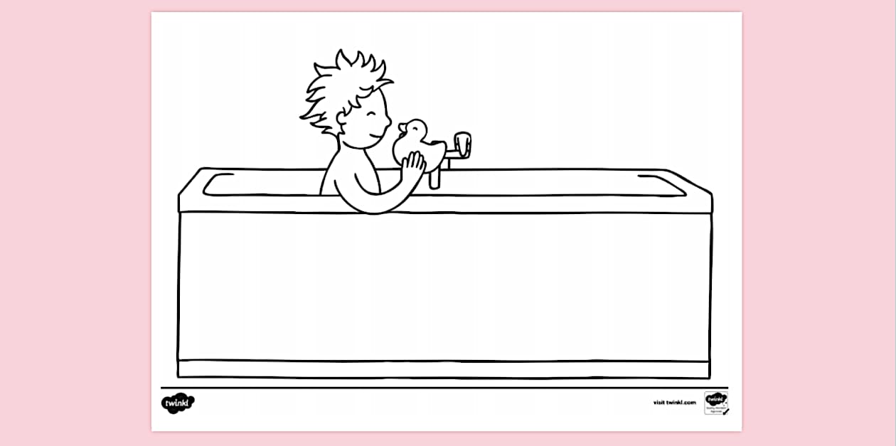 Bath Time for Children Colouring | Colouring Sheets - Twinkl
