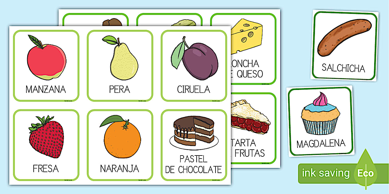 Editable Tarjetas de vocabulario: La pequeña oruga glotona
