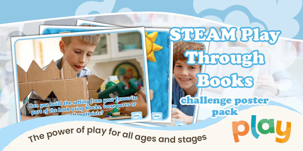 STEAM Play Through Books Challenge Display Posters
