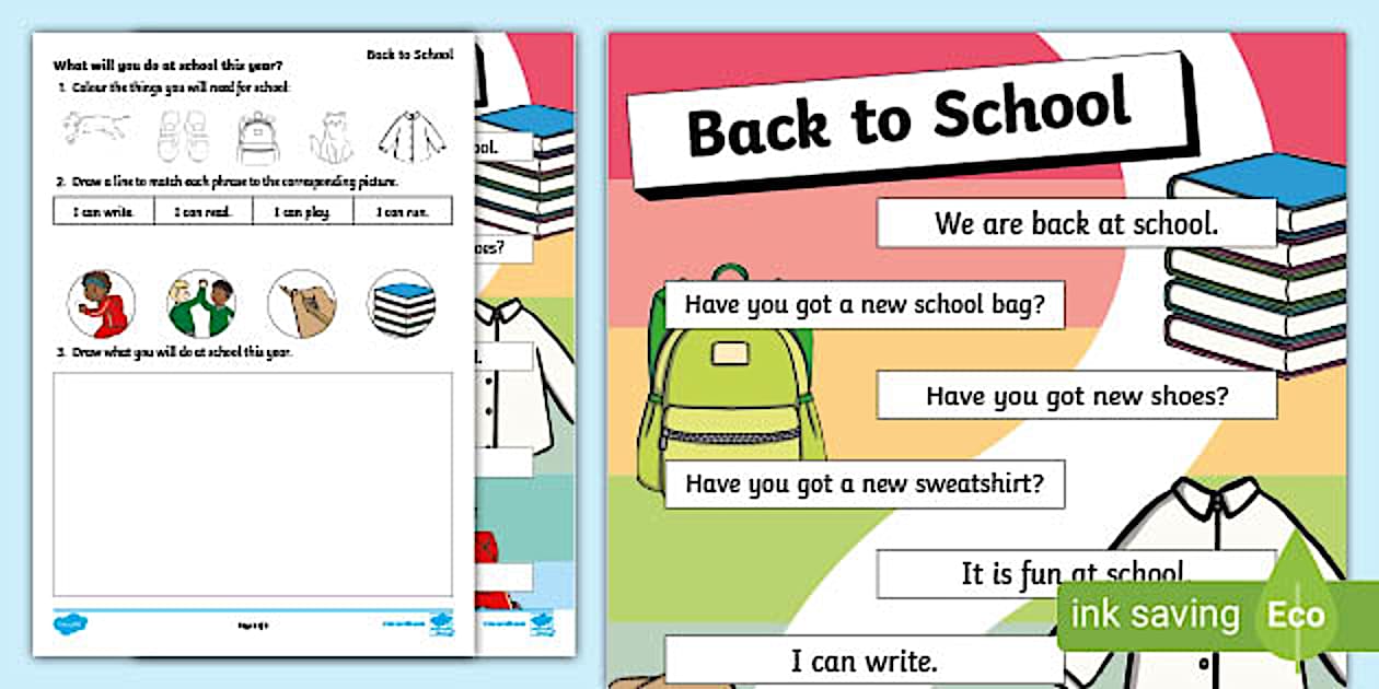 Early Level Back to School Worksheet | Twinkl - Twinkl