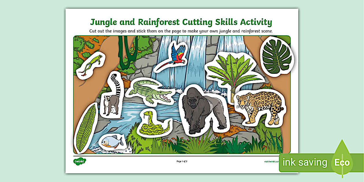 Jungle and Rainforest Cutting Skills Activity (teacher made)