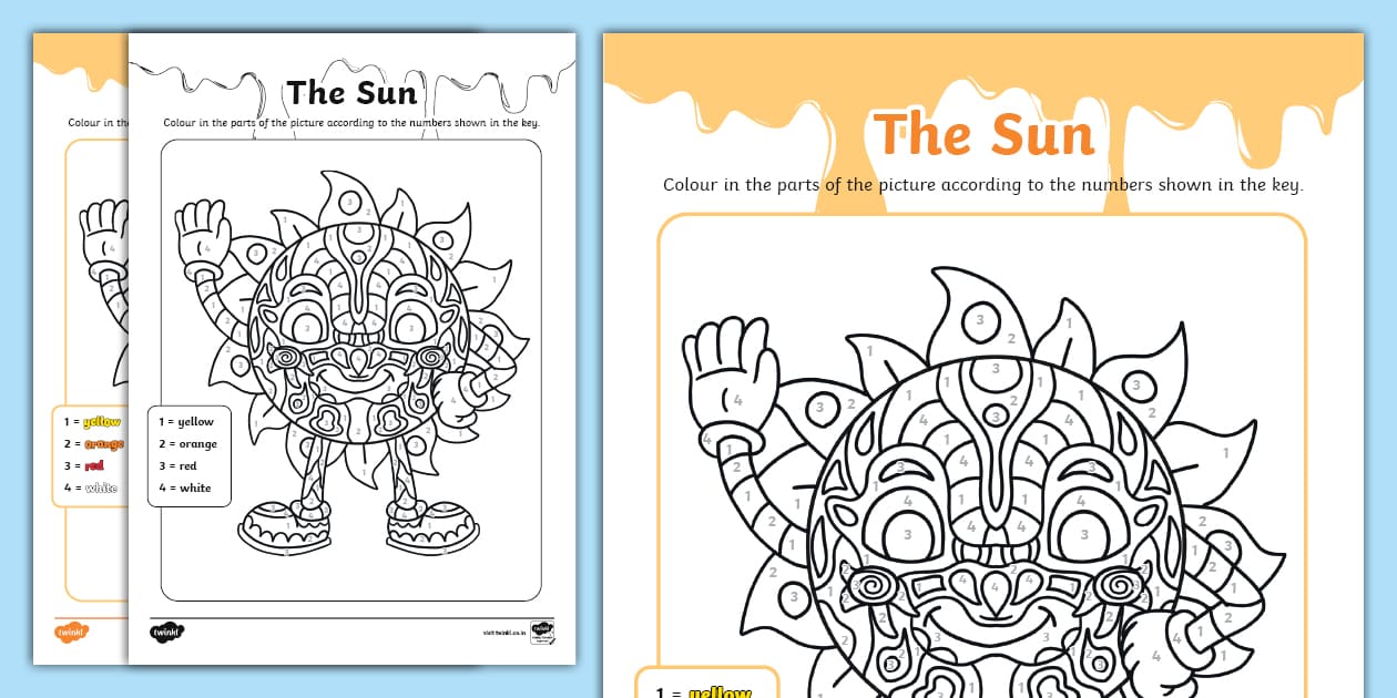 The Sun Colour by Number Worksheet