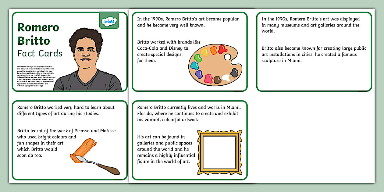 Romero Britto Fact Cards (Teacher-Made) - Twinkl