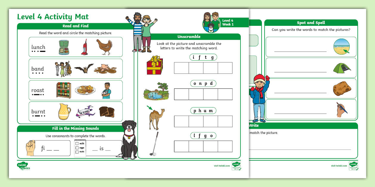Twinkl Phonics Level 4 Activity Mat Week 1 CVCC words