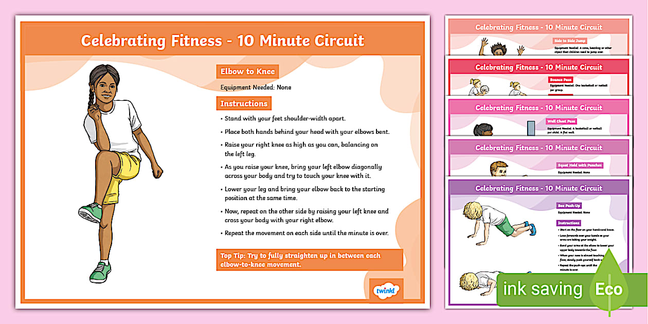 KS2 National Fitness Day 10 Minute Circuit - PE - Twinkl