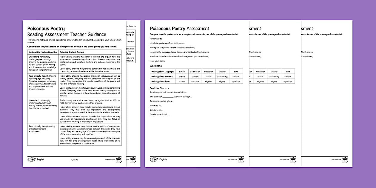 Poisonous Poetry Lesson 15: Assessment Lesson Pack