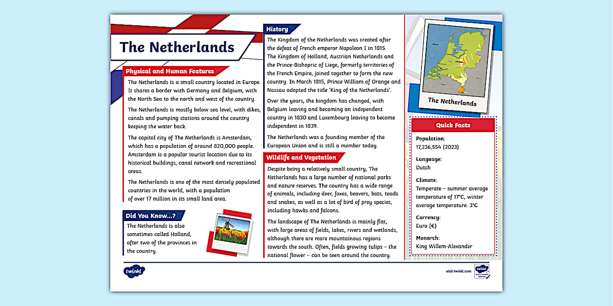 LKS2 The Netherlands Factfile