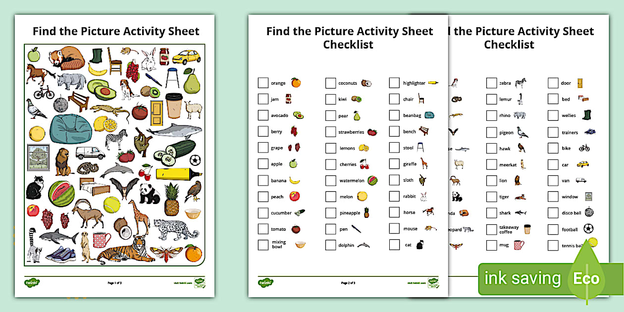 SEND: Older Learners: Find the Picture Activity Sheet