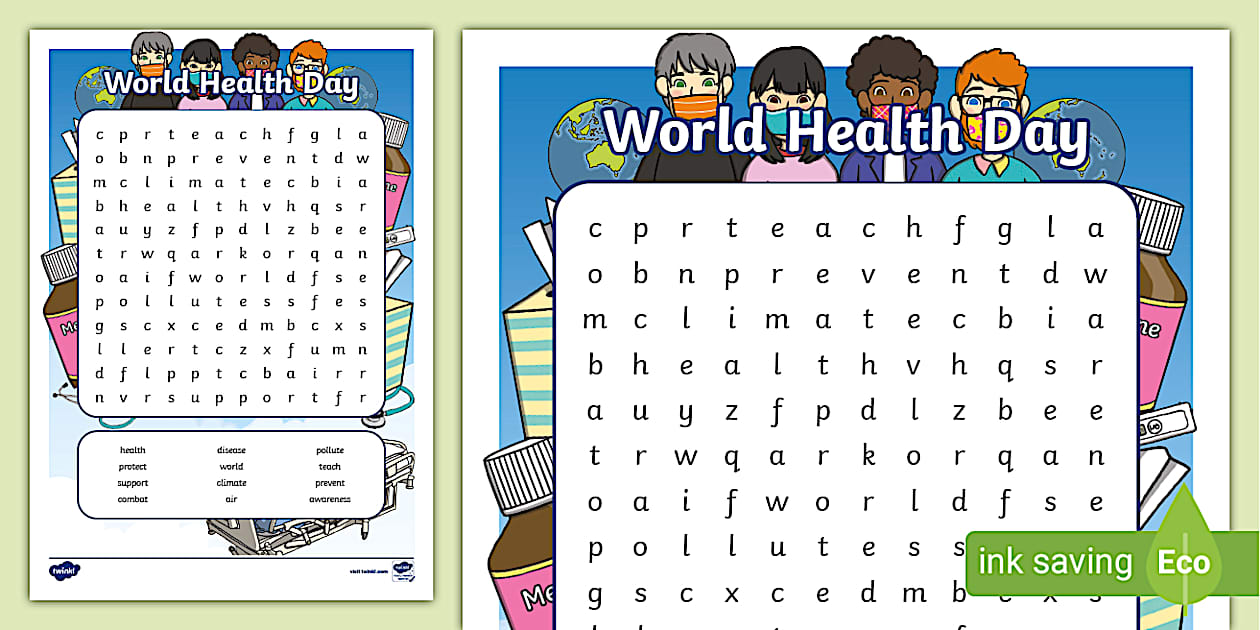 KS1 World Health Day Word Search (Teacher-Made) - Twinkl