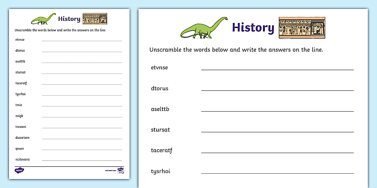 Word Unscramble: History Activity (Teacher-Made) - Twinkl