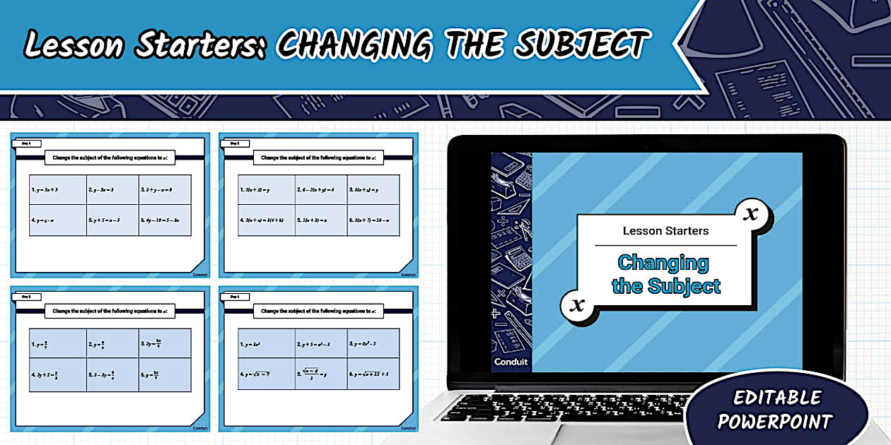 Nat 5 Changing the Subject - Five Lesson Starters PowerPoint
