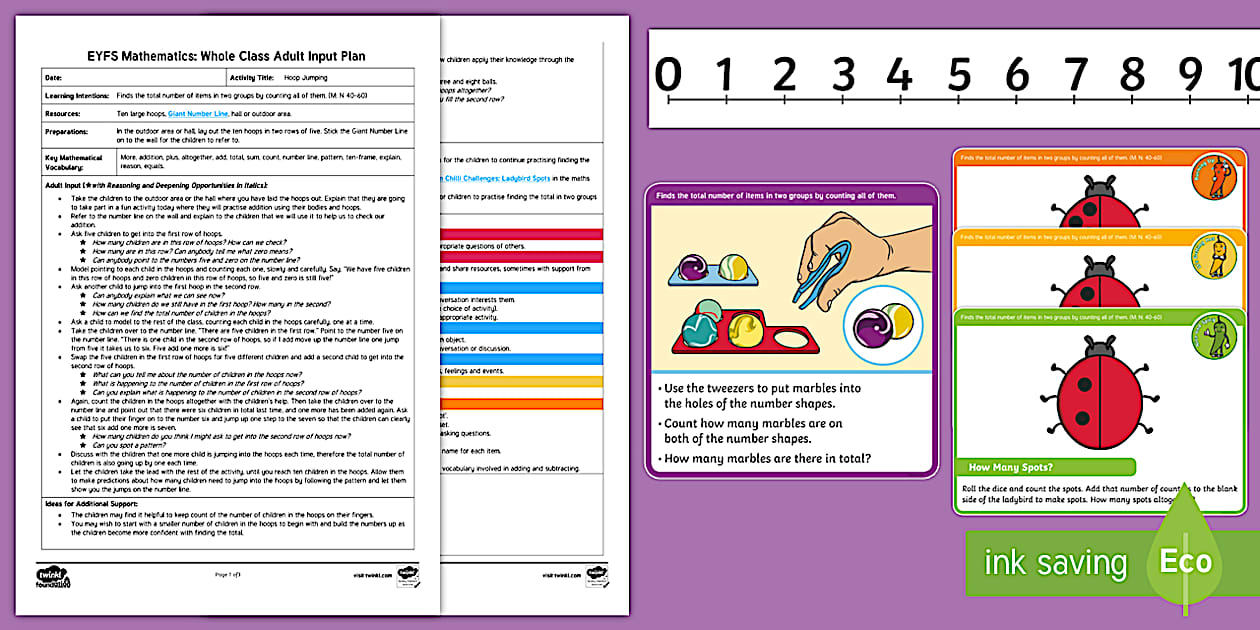EYFS Maths: Hoop Jumping Addition Whole Class Adult Input Plan and Resource