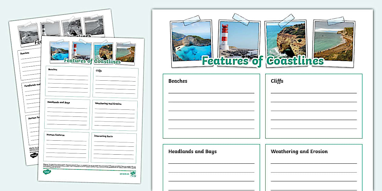 Features of Coastlines Fact File Template - Twinkl