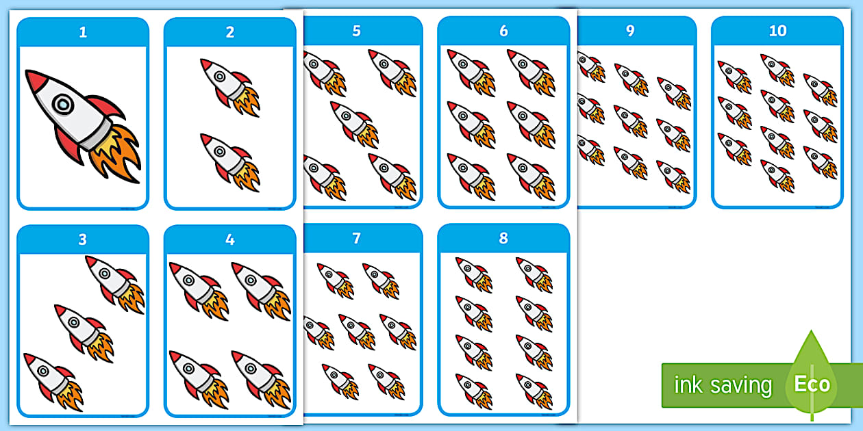 Count the Rockets Activity Cards (1-10) (teacher made)