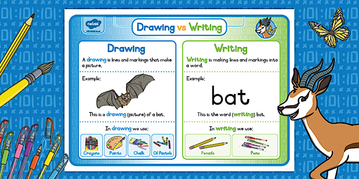Difference between Drawing and Writing (Teacher-Made)