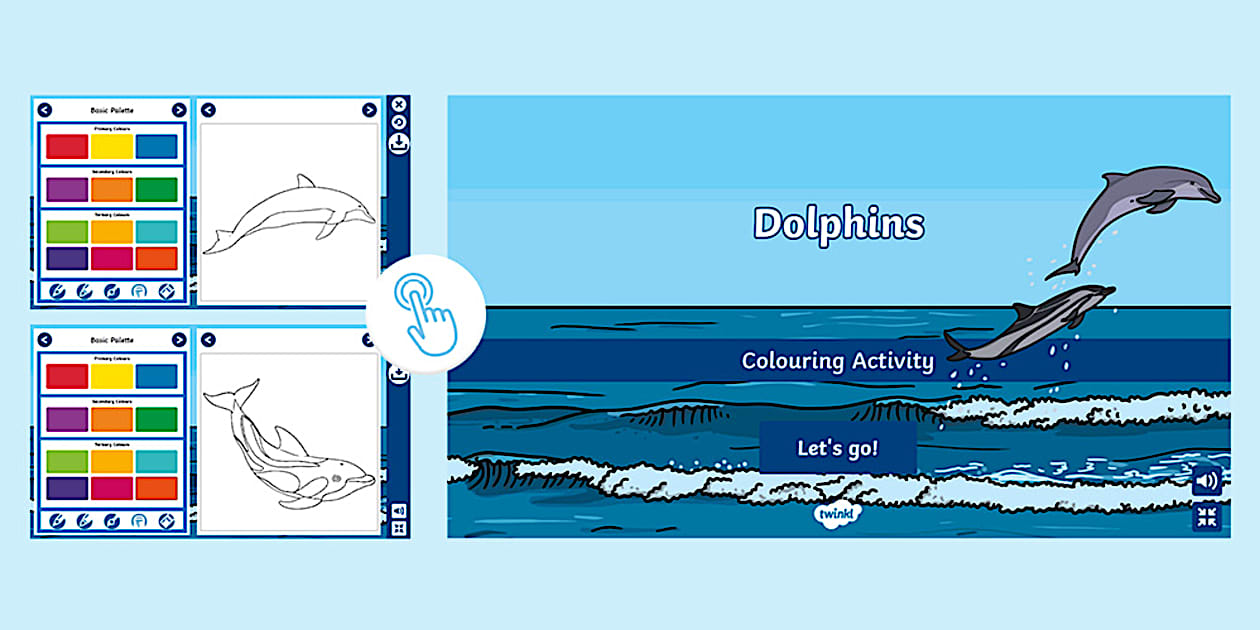 Dolphin Interactive Colouring - Twinkl Art - Twinkl