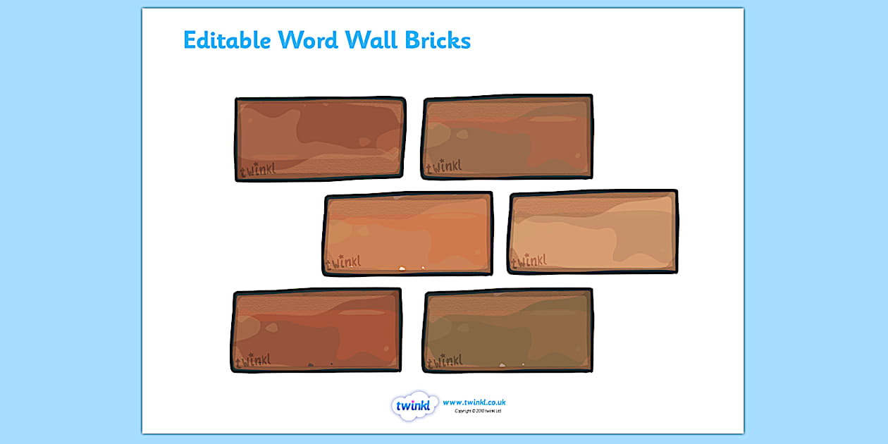 👉 Editable Word Wall Bricks (Small) - Make Word Wall Cards