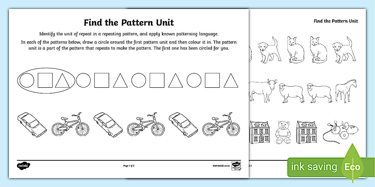 Year 3-4 Find The Pattern Unit Activity Sheet - Twinkl