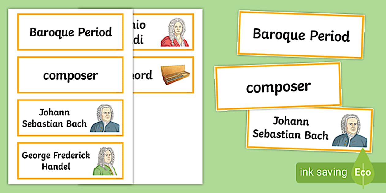 Baroque Period Music Word Cards (teacher made) - Twinkl