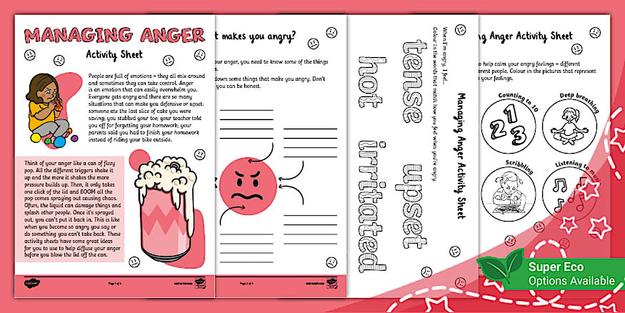 Managing Anger Activity for Children (teacher made) - Twinkl