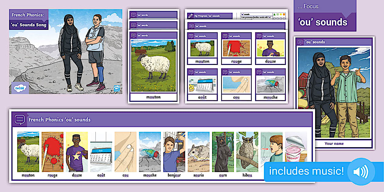 👉 French Phonics: Song, Resource and Display Pack: 'ou' sounds
