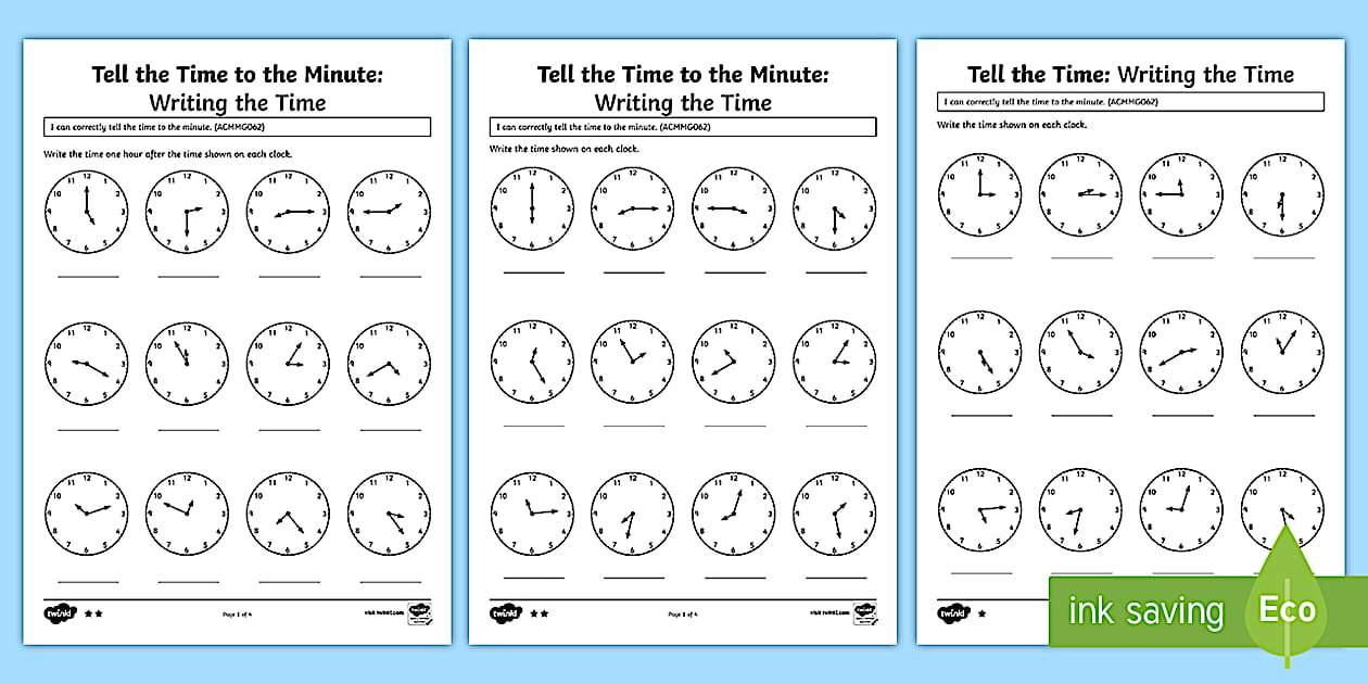 Editable Year 3 Tell and Write the Time Differentiated Worksheets