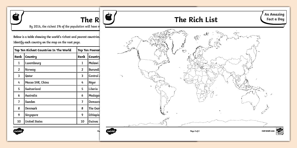 The Rich List Worksheet / Worksheet (teacher made) - Twinkl