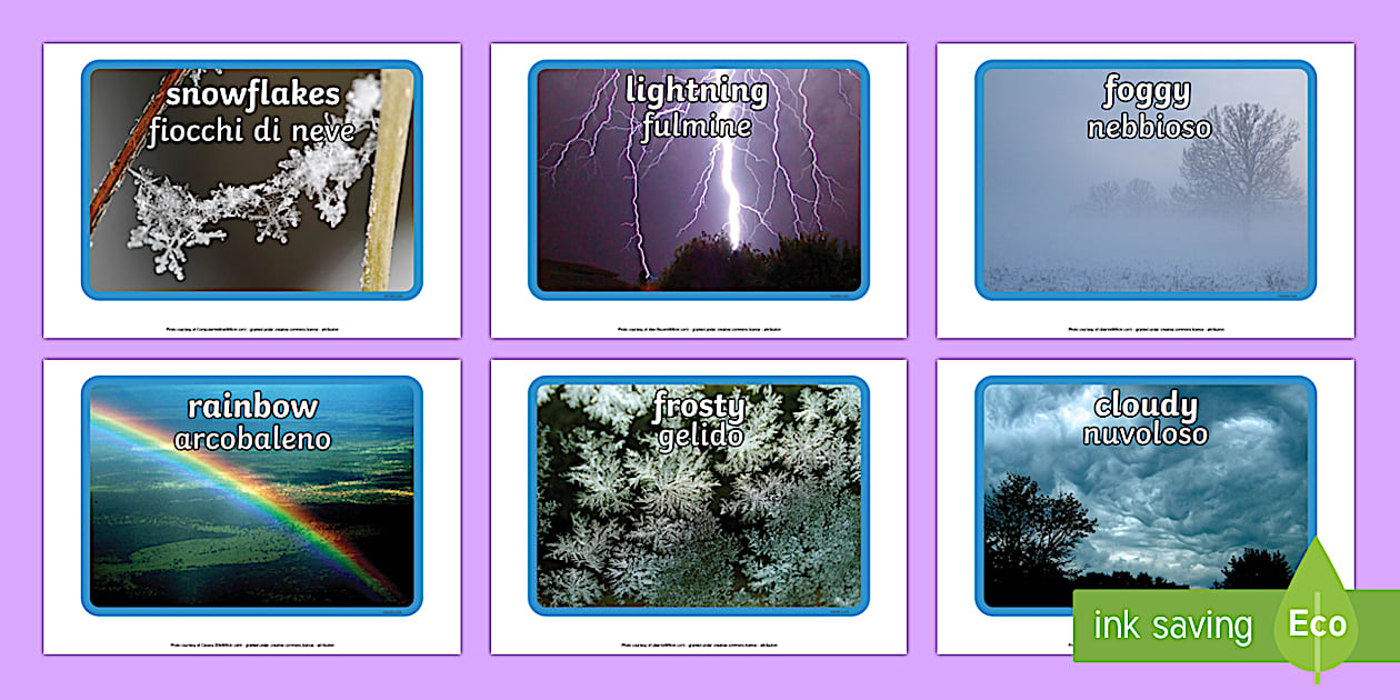 Weather Display Photos English/Italian (teacher made)