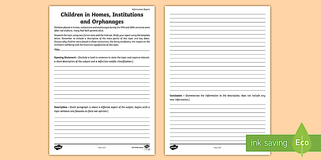 Children in Homes, Institutions and Orphanages Report Writing Template