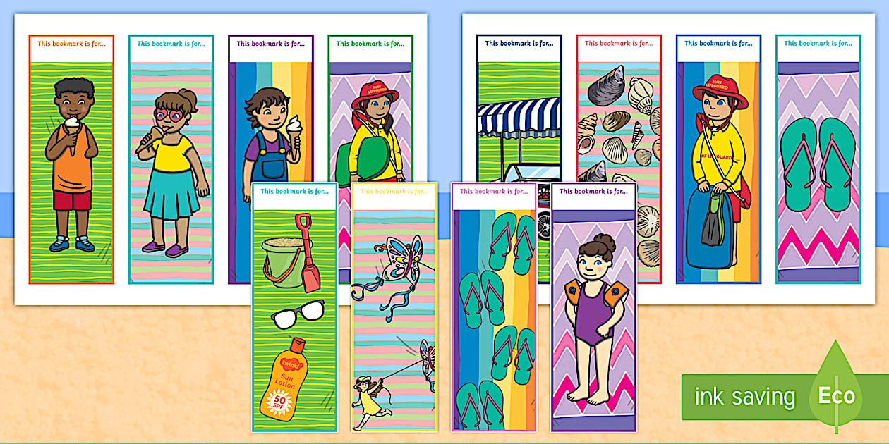 Cursive Editable Seaside Bookmarks (teacher made) - Twinkl