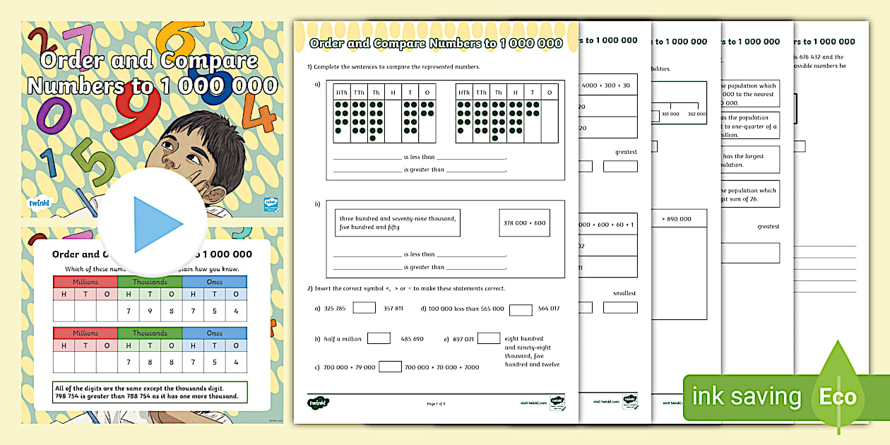 👉 Year 6 Order and Compare Numbers to 1 000 000 Teaching Pack